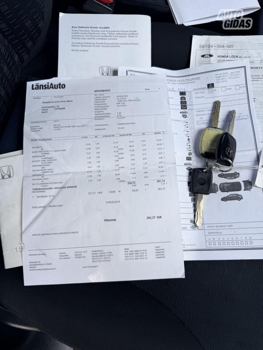 Pelēks Honda CR-V 2005 Utena, ar dzinēja tilpumu 2.00 L un nobraukumu 237 tūkst. km par 3990 €, foto 30 vietnē AUTOMOTO.COM.LV