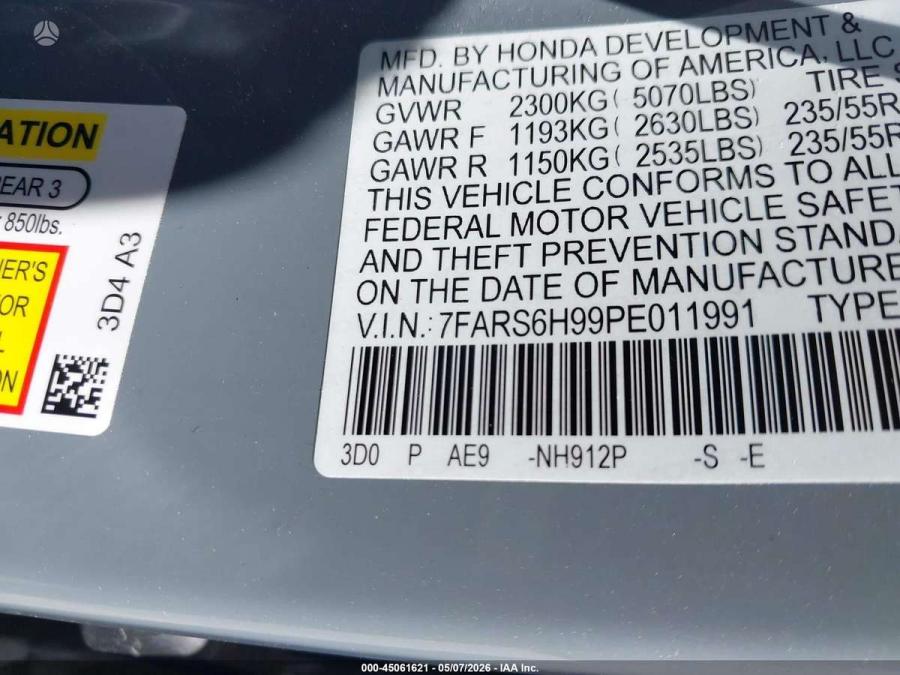 Grey Honda CR-V 2023 in Vilnius, with an engine capacity of 1.99 L and mileage of 53 thousand km for 32900 €, photo 15 on AUTOMOTO.COM.LV