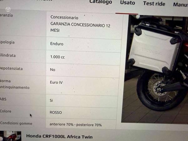 Honda CRF 2018 in Ukmerge, with an engine capacity of 1.00 L and mileage of 80 thousand km for 7950 €, photo 10 on AUTOMOTO.COM.LV