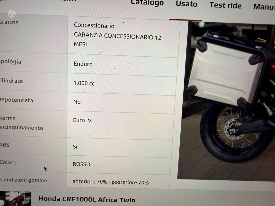 Honda CRF 2018 Ukmergė, ar dzinēja tilpumu 1.00 L un nobraukumu 80 tūkst. km par 7950 €, foto 10 vietnē AUTOMOTO.COM.LV