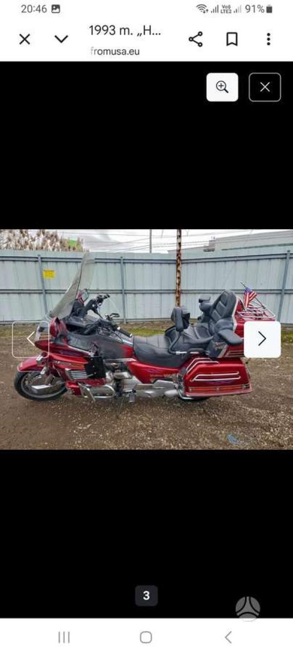 Honda Goldwing 1993 in Taurage, with an engine capacity of 1.50 L and mileage of 78 thousand km for 2500 €, photo 4 on AUTOMOTO.COM.LV