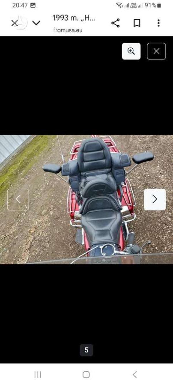 Honda Goldwing 1993 in Taurage, with an engine capacity of 1.50 L and mileage of 78 thousand km for 2500 €, photo 7 on AUTOMOTO.COM.LV