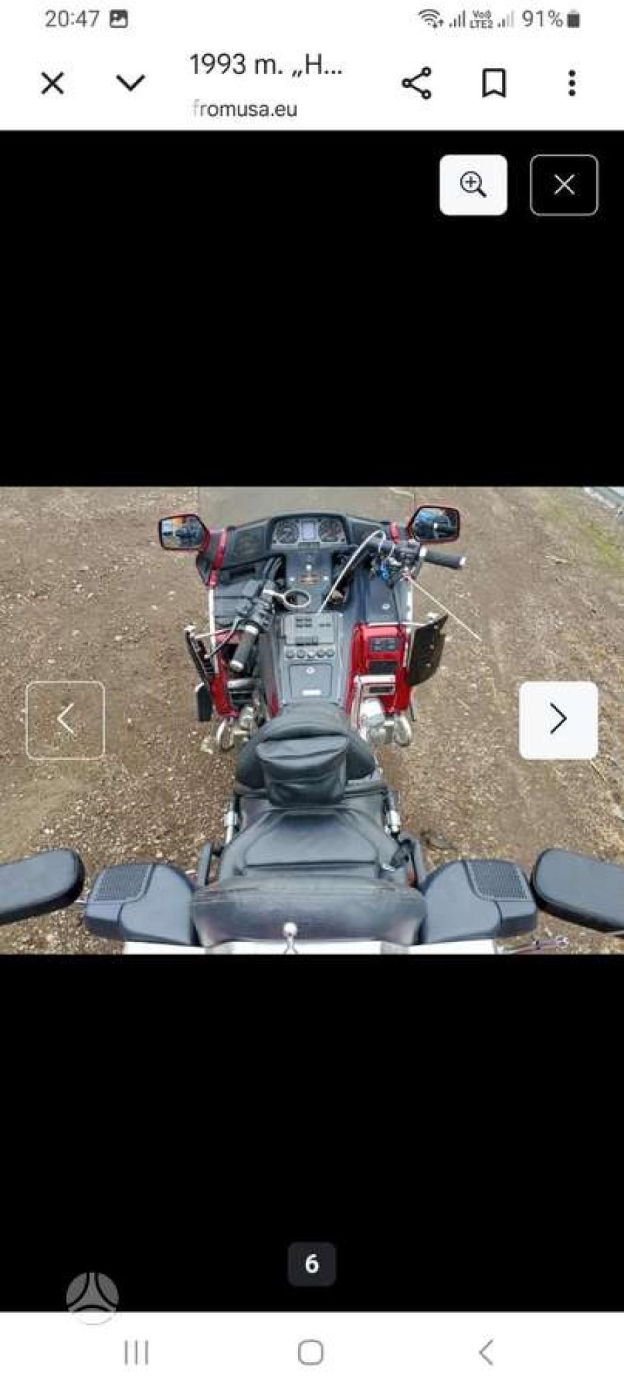 Honda Goldwing 1993 in Taurage, with an engine capacity of 1.50 L and mileage of 78 thousand km for 2500 €, photo 9 on AUTOMOTO.COM.LV