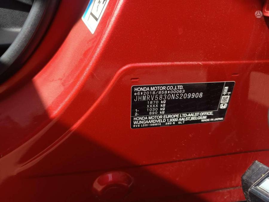 Sarkans Honda HR-V 2022 Marijampole, ar dzinēja tilpumu 1.50 L un nobraukumu 24 tūkst. km par 21999 €, foto 11 vietnē AUTOMOTO.COM.LV