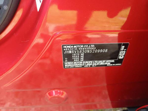 Sarkans Honda HR-V 2022 Marijampole, ar dzinēja tilpumu 1.50 L un nobraukumu 25 tūkst. km par 21799 €, foto 3 vietnē AUTOMOTO.COM.LV