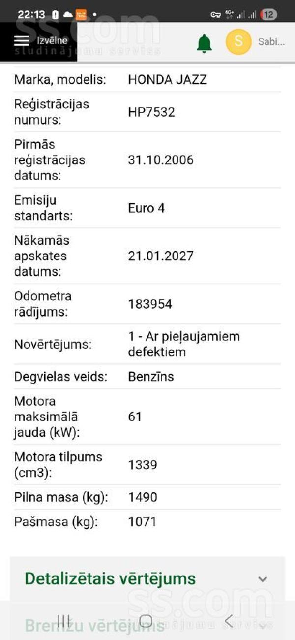Grey Honda Jazz 2006 in Riga, with an engine capacity of 1.30 L and mileage of 0 thousand km for 930 €, photo 4 on AUTOMOTO.COM.LV