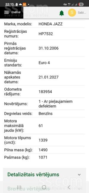 Серый Хонда Джаз 2006 в Рига, объемом двигателя 1.30 л и пробегом 0 тыс. км за 930 €, фото 5 на AUTOMOTO.COM.LV