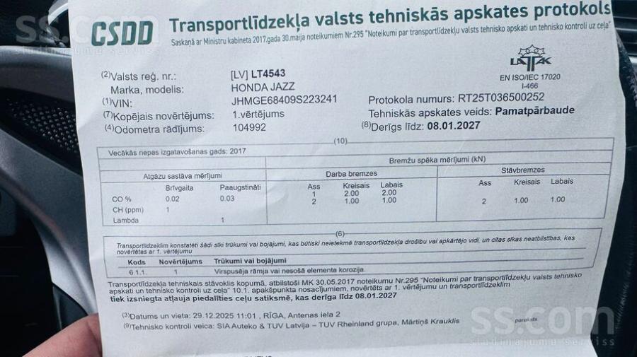 Хонда Джаз 2009 в Рига, объемом двигателя 1.40 л и пробегом 105 тыс. км за 2400 €, фото 12 на AUTOMOTO.COM.LV