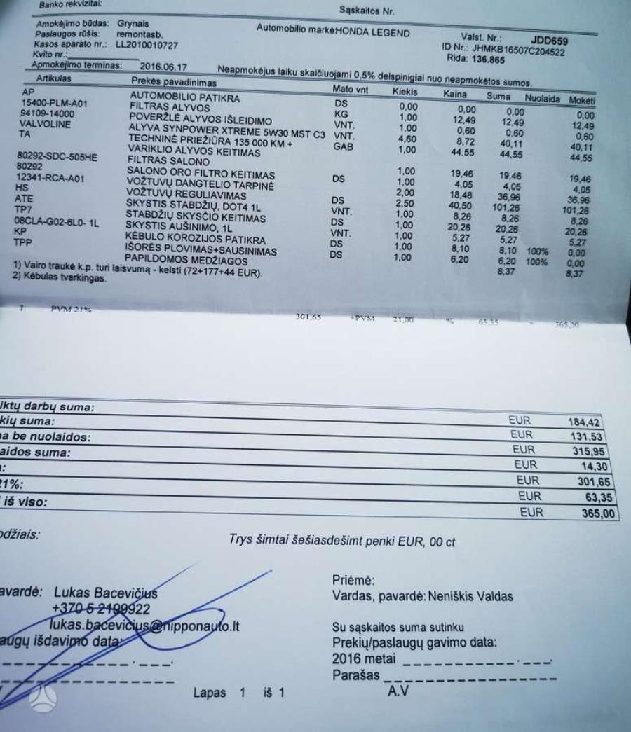 Серый Хонда Легенд 2008 в Вильнюс, объемом двигателя 3.47 л и пробегом 154 тыс. км за 5995 €, фото 44 на AUTOMOTO.COM.LV