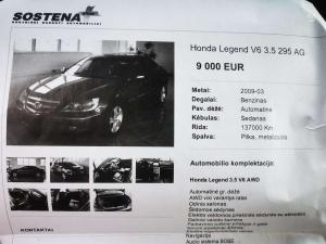 Grey Honda Legend 2008 in Vilnius, with an engine capacity of 3.50 L and mileage of 154 thousand km for 5995 €, photo 27 on AUTOMOTO.COM.LV