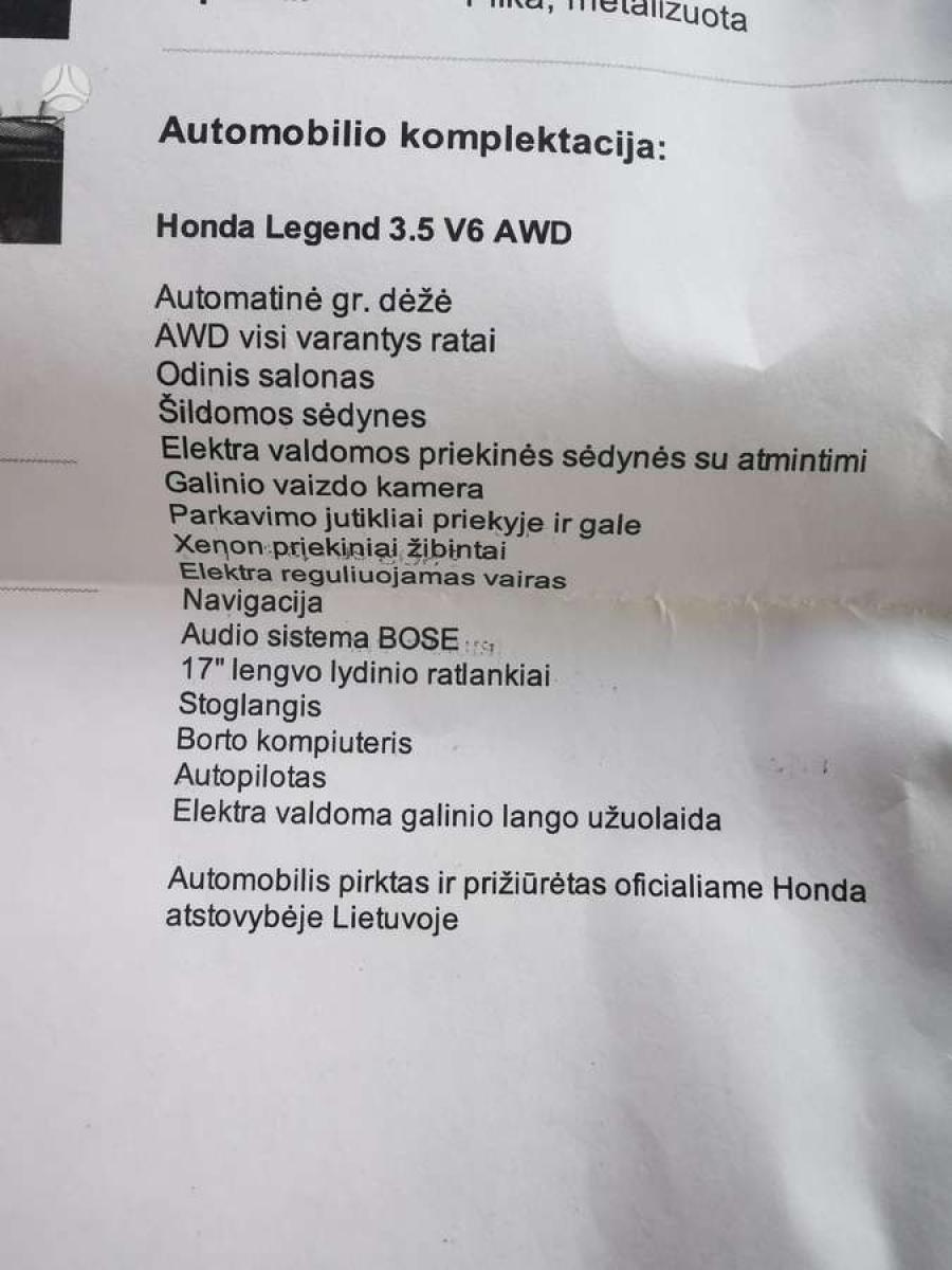 Grey Honda Legend 2008 in Vilnius, with an engine capacity of 3.50 L and mileage of 154 thousand km for 5995 €, photo 28 on AUTOMOTO.COM.LV