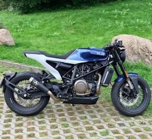 Blue Husqvarna Vitpilen 2020 in Vilnius, with an engine capacity of 0.69 L and mileage of 6 thousand km for 6300 €, photo 3 on AUTOMOTO.COM.LV