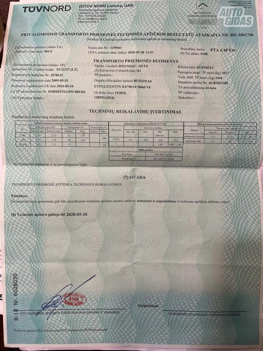 Черный Хендай Гетц 2009 в Вильнюс, объемом двигателя 1.10 л и пробегом 154 тыс. км за 990 €, фото 22 на AUTOMOTO.COM.LV