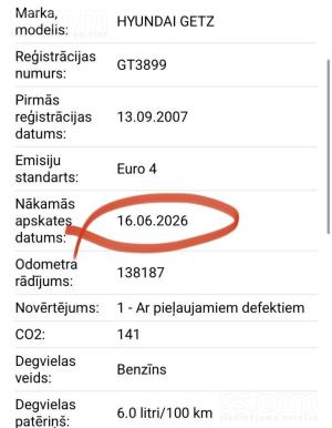 Brown Hyundai Getz 2007 in Jelgava, with an engine capacity of 1.40 L and mileage of 138 thousand km for 1090 €, photo 12 on AUTOMOTO.COM.LV