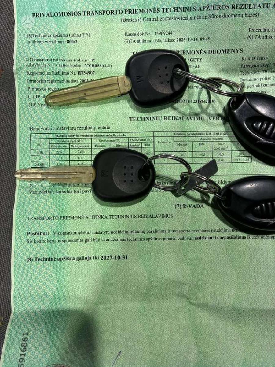 Zaļš Hyundai Getz 2003 Viļņa, ar dzinēja tilpumu 1.60 L un nobraukumu 166 tūkst. km par 800 €, foto 17 vietnē AUTOMOTO.COM.LV