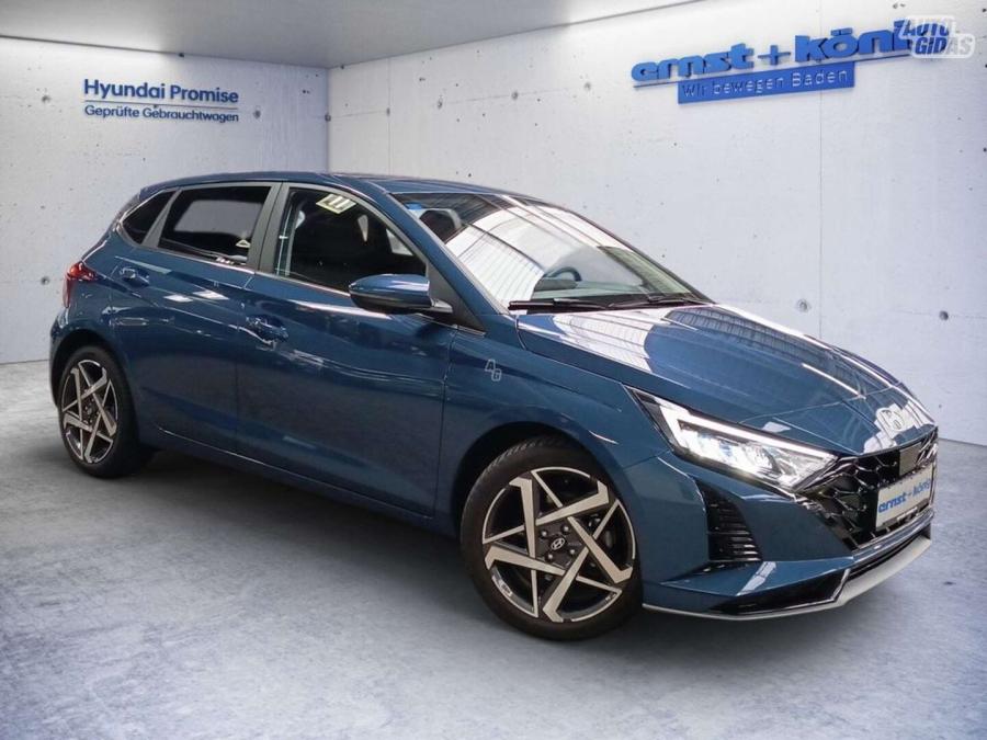 Blue Hyundai i20 2025 in Kaunas, with an engine capacity of 1.00 L and mileage of 17 thousand km for 23420 €, photo 2 on AUTOMOTO.COM.LV