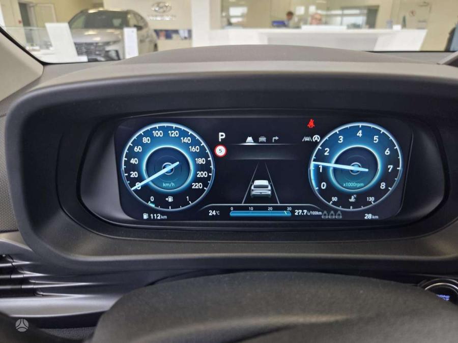 Blue Hyundai i20 2026 in Vilnius, with an engine capacity of 1.00 L and mileage of 0 thousand km for 21900 €, photo 6 on AUTOMOTO.COM.LV