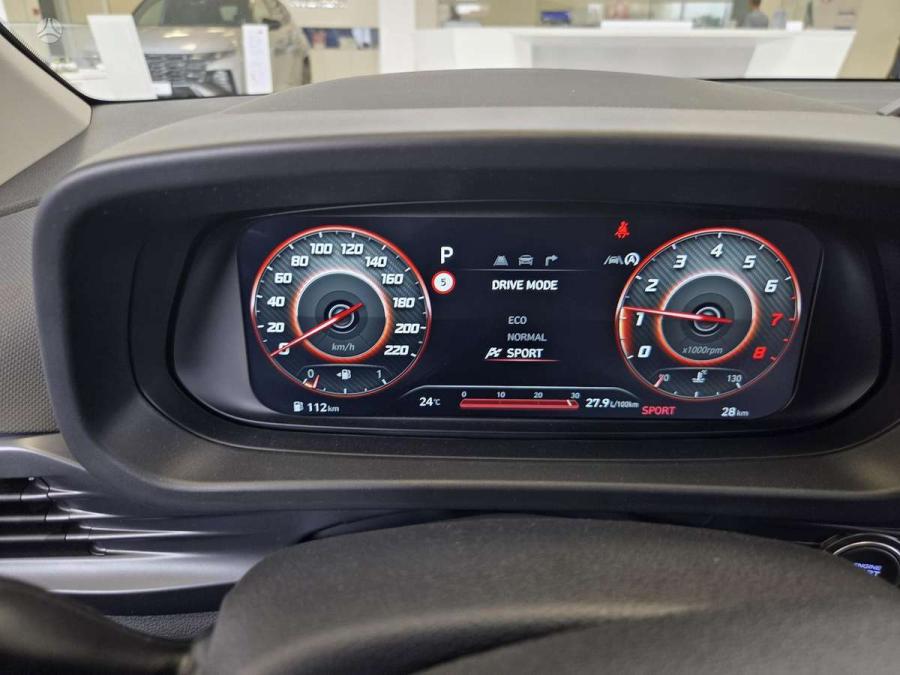Blue Hyundai i20 2026 in Vilnius, with an engine capacity of 1.00 L and mileage of 0 thousand km for 21900 €, photo 7 on AUTOMOTO.COM.LV