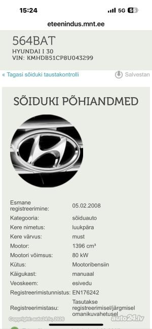 Черный Хендай i30 2008 в Таллин, объемом двигателя 1.40 л и пробегом 248 тыс. км за 990 €, фото 11 на AUTOMOTO.COM.LV