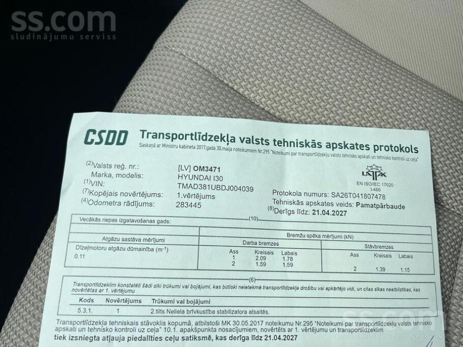 Black Hyundai i30 2012 in Kuldiga, with an engine capacity of 1.60 L and mileage of 284 thousand km for 4690 €, photo 30 on AUTOMOTO.COM.LV