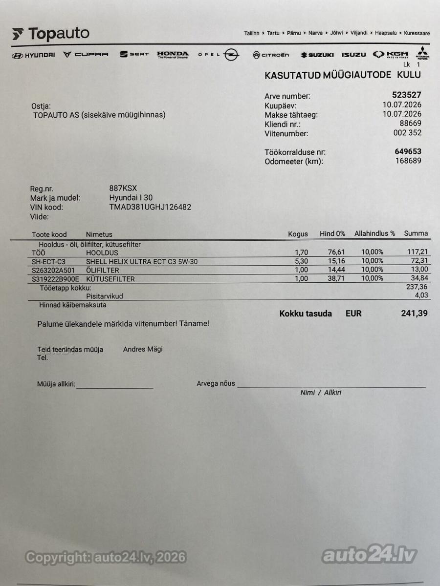 Синий Хендай i30 2016 в Таллин, объемом двигателя 1.60 л и пробегом 169 тыс. км за 7900 €, фото 14 на AUTOMOTO.COM.LV