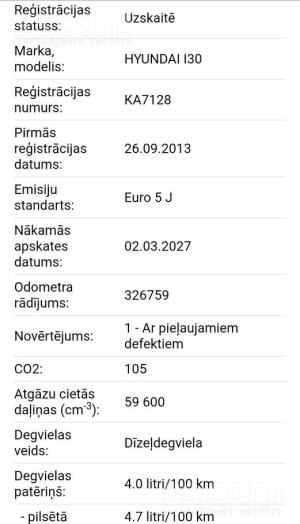 Серый Хендай i30 2013 в Рига, объемом двигателя 1.40 л и пробегом 0 тыс. км за 2650 €, фото 10 на AUTOMOTO.COM.LV