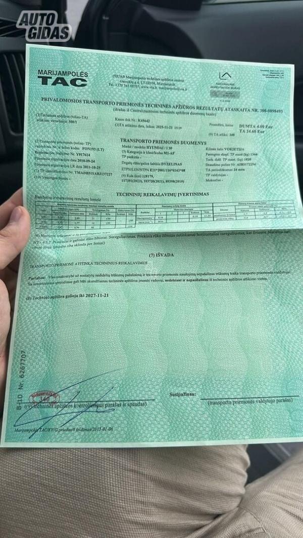 Hyundai i30 2010 Marijampole, ar dzinēja tilpumu 1.60 L un nobraukumu 143 tūkst. km par 1100 €, foto 4 vietnē AUTOMOTO.COM.LV