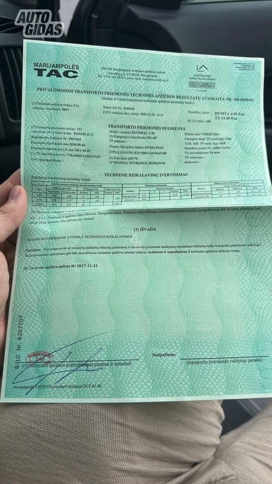 Hyundai i30 2010 Marijampole, ar dzinēja tilpumu 1.60 L un nobraukumu 143 tūkst. km par 1100 €, foto 5 vietnē AUTOMOTO.COM.LV