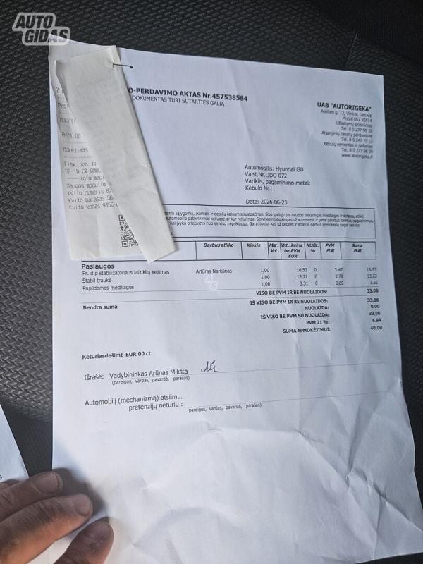 Hyundai i30 2013 Viļņa, ar dzinēja tilpumu 1.60 L un nobraukumu 286 tūkst. km par 2700 €, foto 7 vietnē AUTOMOTO.COM.LV