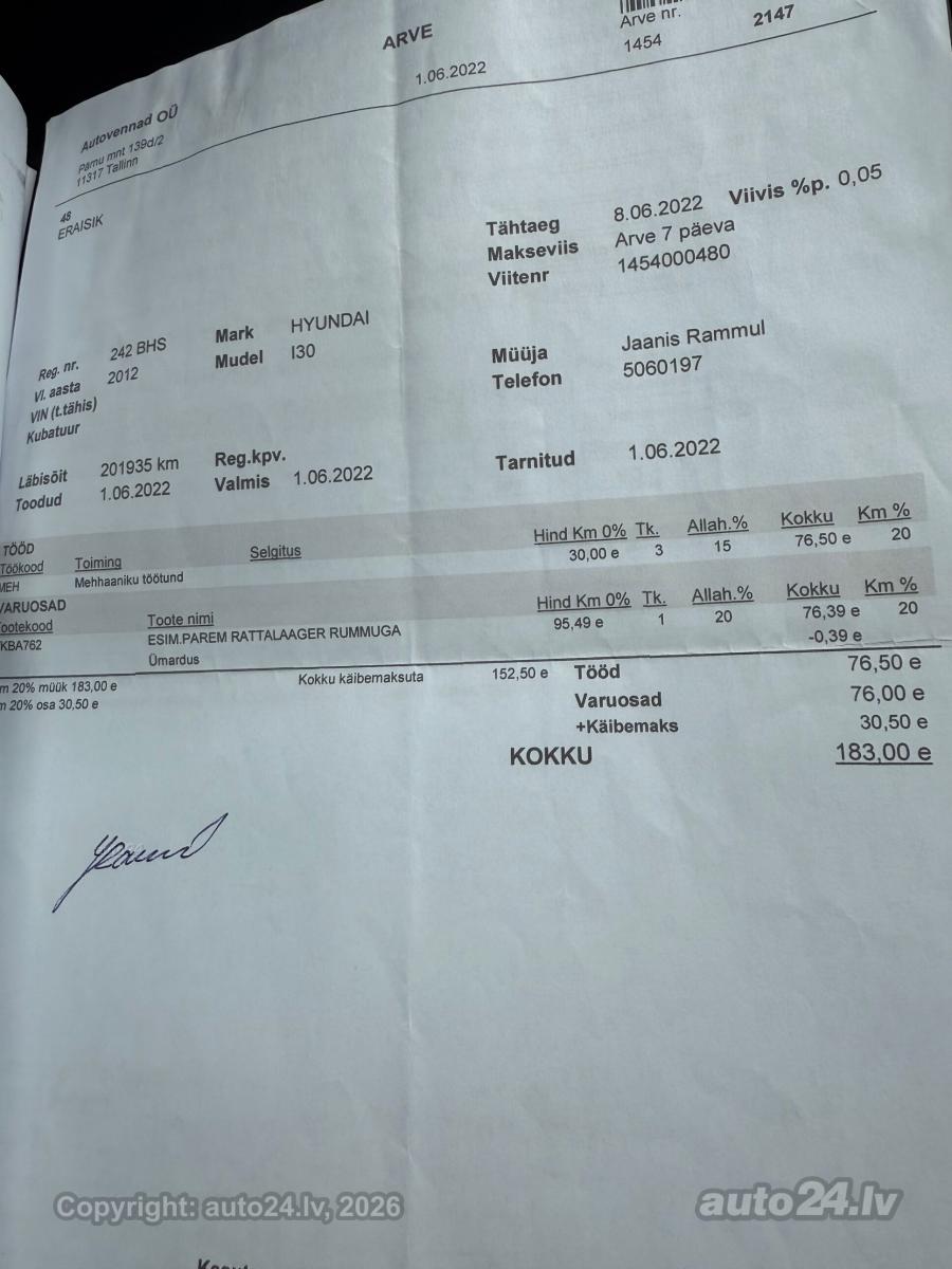 Balts Hyundai i30 2012 Tallina, ar dzinēja tilpumu 1.60 L un nobraukumu 239 tūkst. km par 3490 €, foto 22 vietnē AUTOMOTO.COM.LV