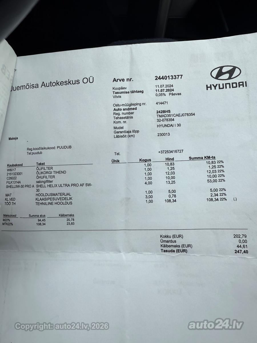 Balts Hyundai i30 2012 Tallina, ar dzinēja tilpumu 1.60 L un nobraukumu 239 tūkst. km par 3490 €, foto 24 vietnē AUTOMOTO.COM.LV