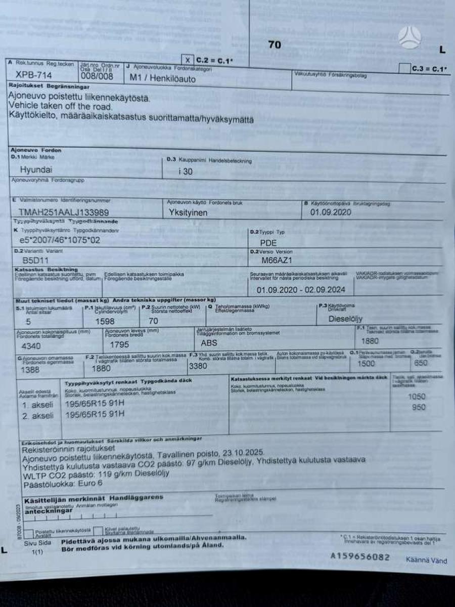 White Hyundai i30 2020 in Kaunas, with an engine capacity of 1.60 L and mileage of 181 thousand km for 6900 €, photo 21 on AUTOMOTO.COM.LV
