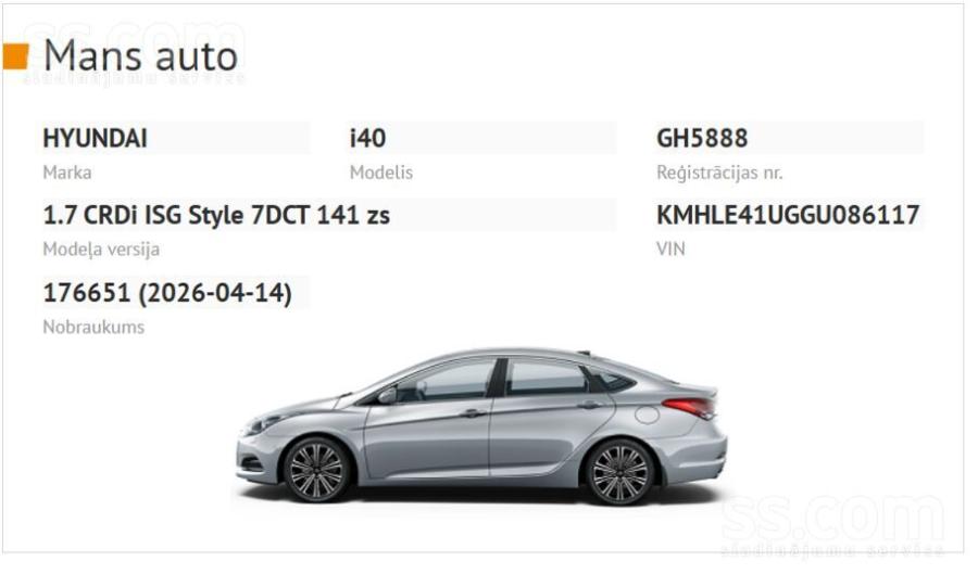 Zils Hyundai i40 2017 Rīga, ar dzinēja tilpumu 1.70 L un nobraukumu 177 tūkst. km par 8300 €, foto 10 vietnē AUTOMOTO.COM.LV