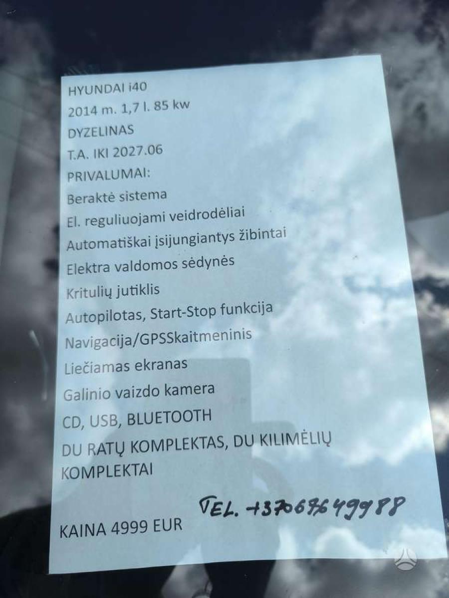 Серый Хендай и40 2014 в Утена, объемом двигателя 1.69 л и пробегом 394 тыс. км за 4999 €, фото 12 на AUTOMOTO.COM.LV