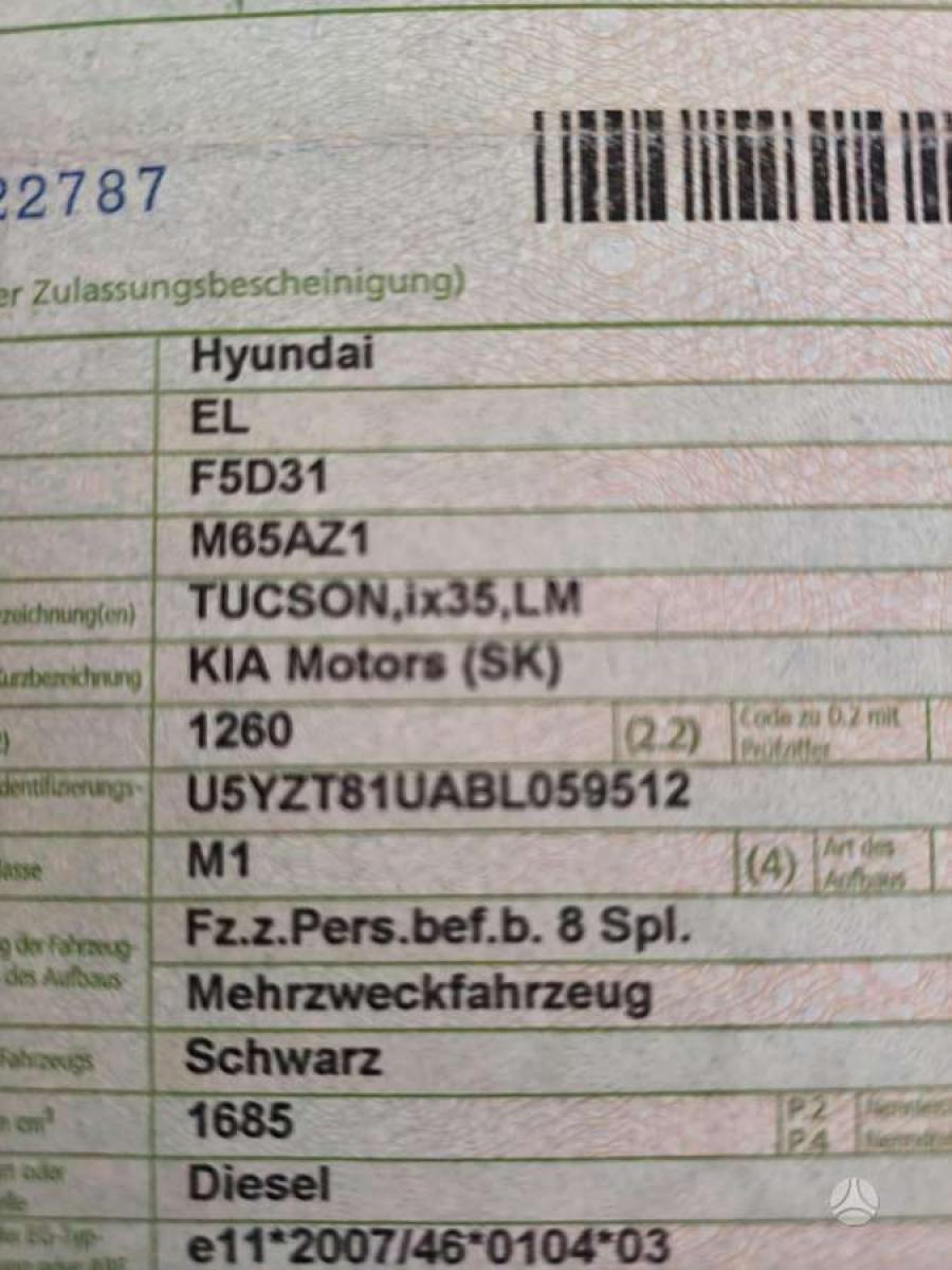 Black Hyundai ix35 2011 in Panevezys, with an engine capacity of 1.69 L and mileage of 265 thousand km for 5100 €, photo 13 on AUTOMOTO.COM.LV