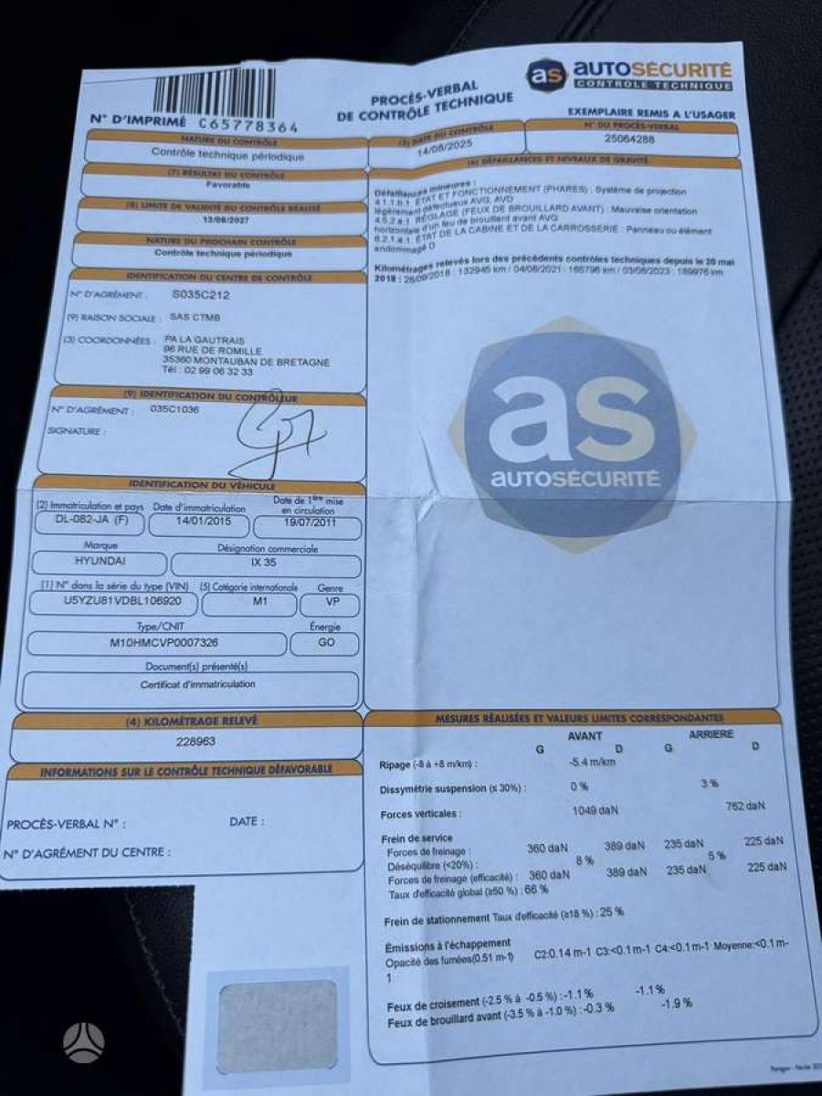 Brown Hyundai ix35 2011 in Taurage, with an engine capacity of 2.00 L and mileage of 248 thousand km for 5200 €, photo 28 on AUTOMOTO.COM.LV