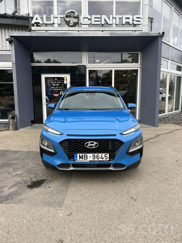 Blue Hyundai Kona 2019 in Jekabpils, with an engine capacity of 1.60 L and mileage of 67 thousand km for 14500 €, photo 1 on AUTOMOTO.COM.LV