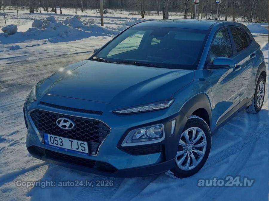 Blue Hyundai Kona 2018 in Tallinn, with an engine capacity of 1.00 L and mileage of 78 thousand km for 9900 €, photo 1 on AUTOMOTO.COM.LV