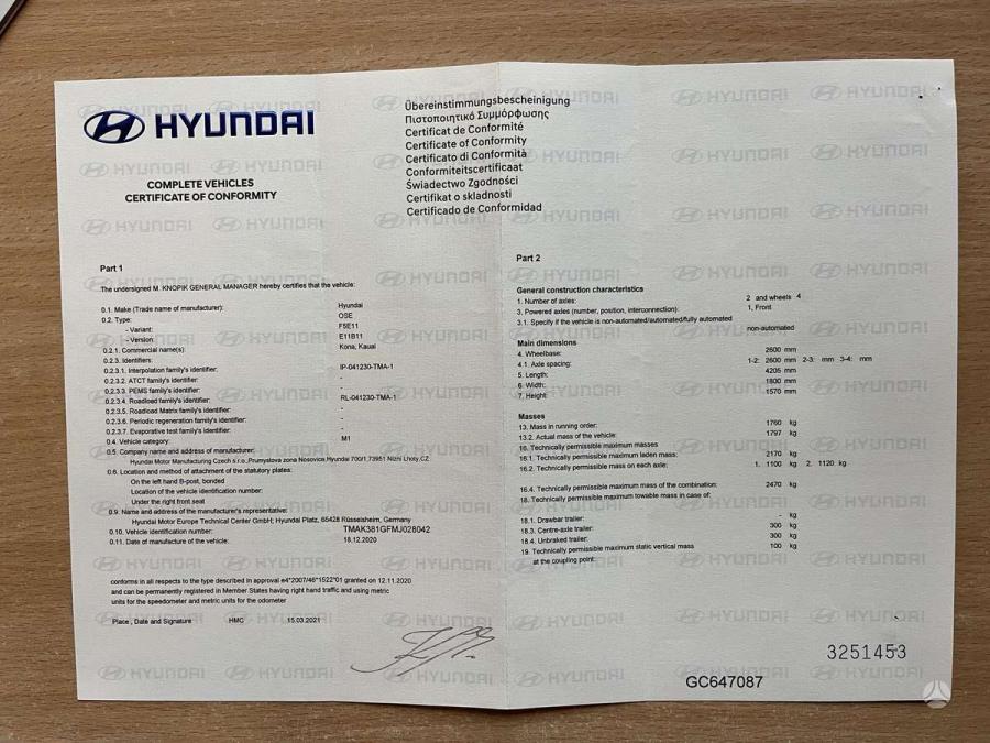Hyundai Kona 2021 in Druskininkai, with an engine capacity of 0.00 L and mileage of 122 thousand km for 26983 €, photo 20 on AUTOMOTO.COM.LV