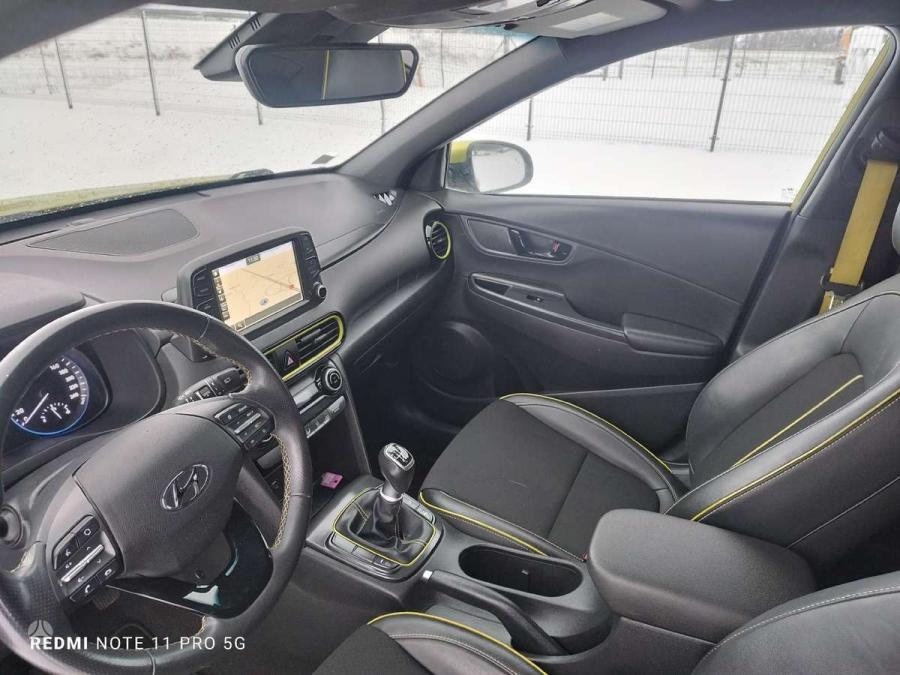 Yellow Hyundai Kona 2021 in Klaipeda, with an engine capacity of 1.60 L and mileage of 72 thousand km for 10900 €, photo 16 on AUTOMOTO.COM.LV
