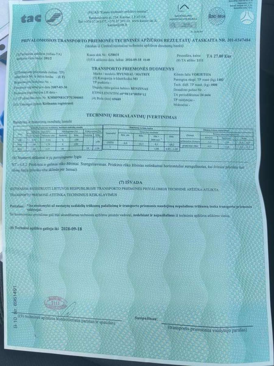 Melns Hyundai Matrix 2007 Jonava, ar dzinēja tilpumu 1.60 L un nobraukumu 68 tūkst. km par 1700 €, foto 26 vietnē AUTOMOTO.COM.LV