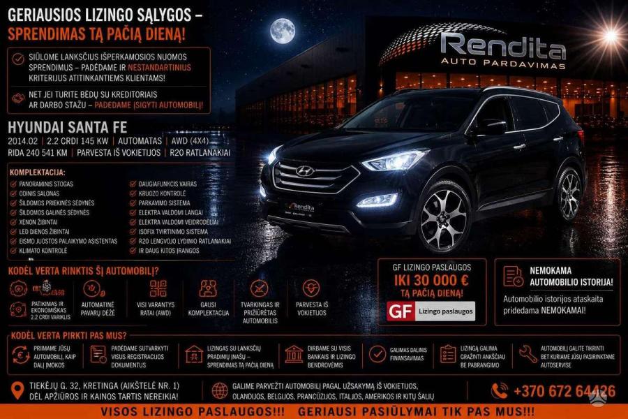Melns Hyundai Santa Fe 2014 Kretinga, ar dzinēja tilpumu 2.19 L un nobraukumu 241 tūkst. km par 11999 €, foto 39 vietnē AUTOMOTO.COM.LV