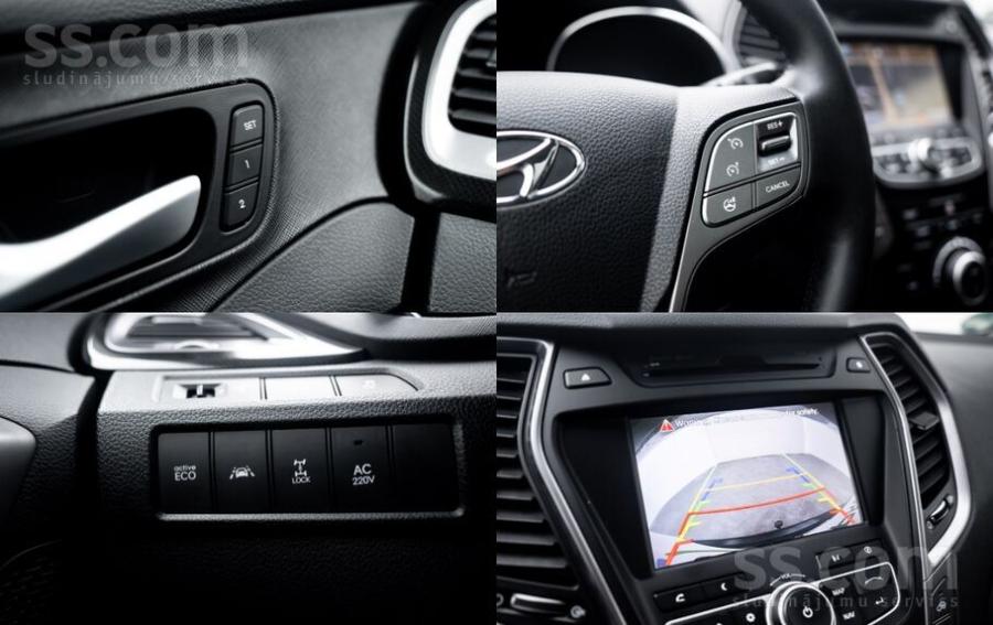 Black Hyundai Santa Fe 2015 in Riga, with an engine capacity of 2.20 L and mileage of 191 thousand km for 14999 €, photo 16 on AUTOMOTO.COM.LV