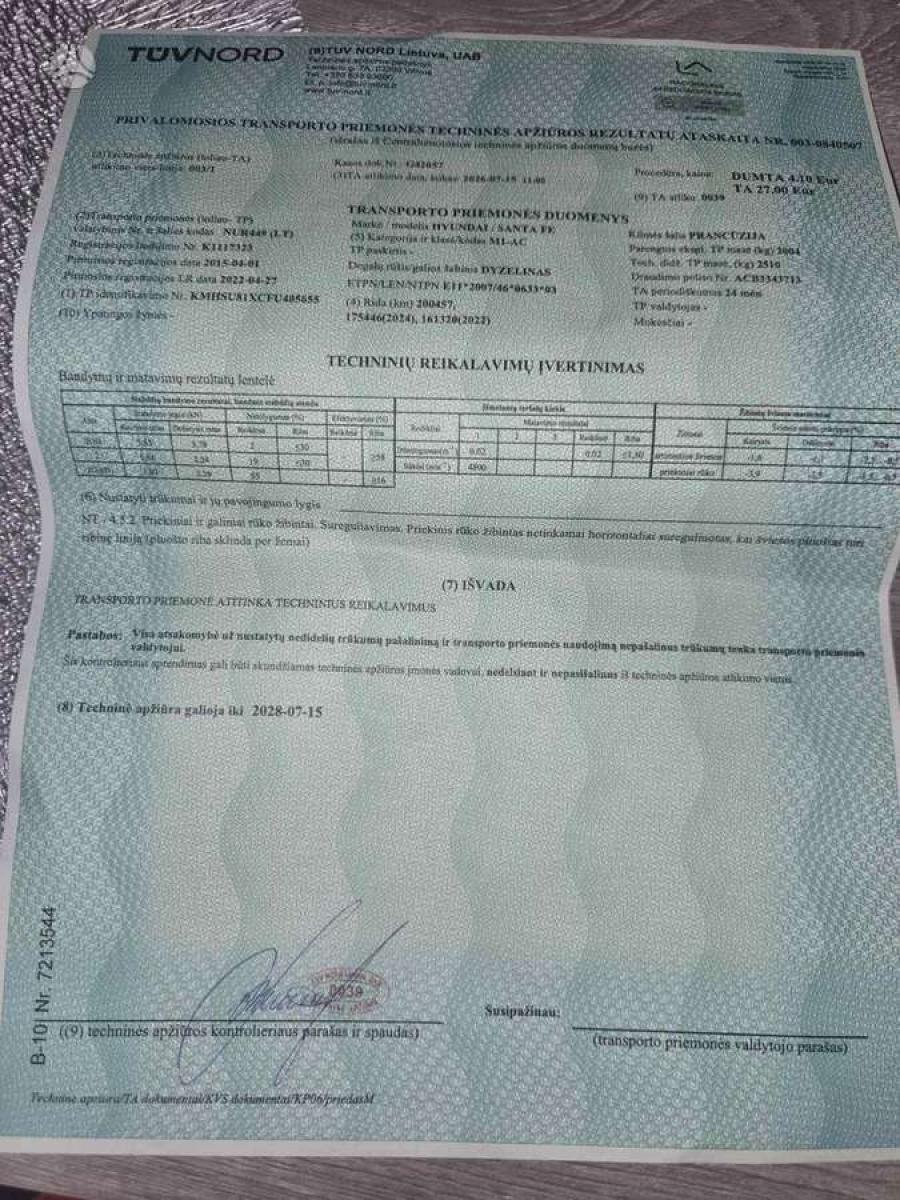 Коричневый Хендай Санта Фе 2015 в Вильнюс, объемом двигателя 2.20 л и пробегом 201 тыс. км за 8960 €, фото 13 на AUTOMOTO.COM.LV