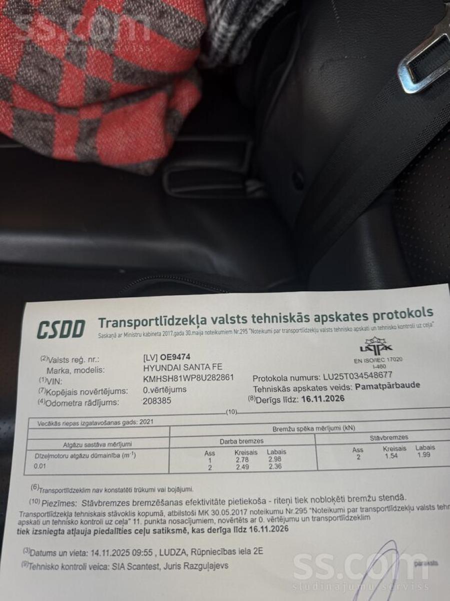 Hyundai Santa Fe 2007 Ludza, ar dzinēja tilpumu 2.20 L un nobraukumu 205 tūkst. km par 6550 €, foto 25 vietnē AUTOMOTO.COM.LV