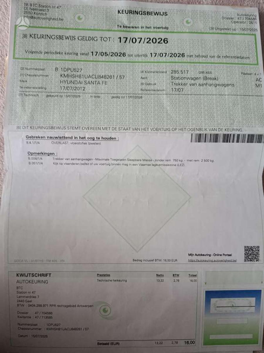 Balts Hyundai Santa Fe 2012 Šauļi, ar dzinēja tilpumu 2.00 L un nobraukumu 294 tūkst. km par 5650 €, foto 22 vietnē AUTOMOTO.COM.LV