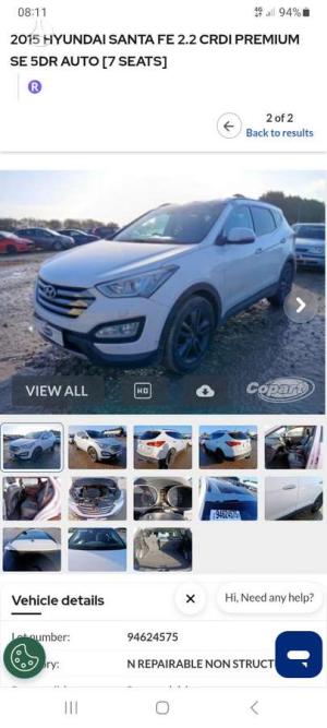 White Hyundai Santa Fe 2015 in Klaipeda, with an engine capacity of 2.20 L and mileage of 147 thousand km for 5000 €, photo 13 on AUTOMOTO.COM.LV