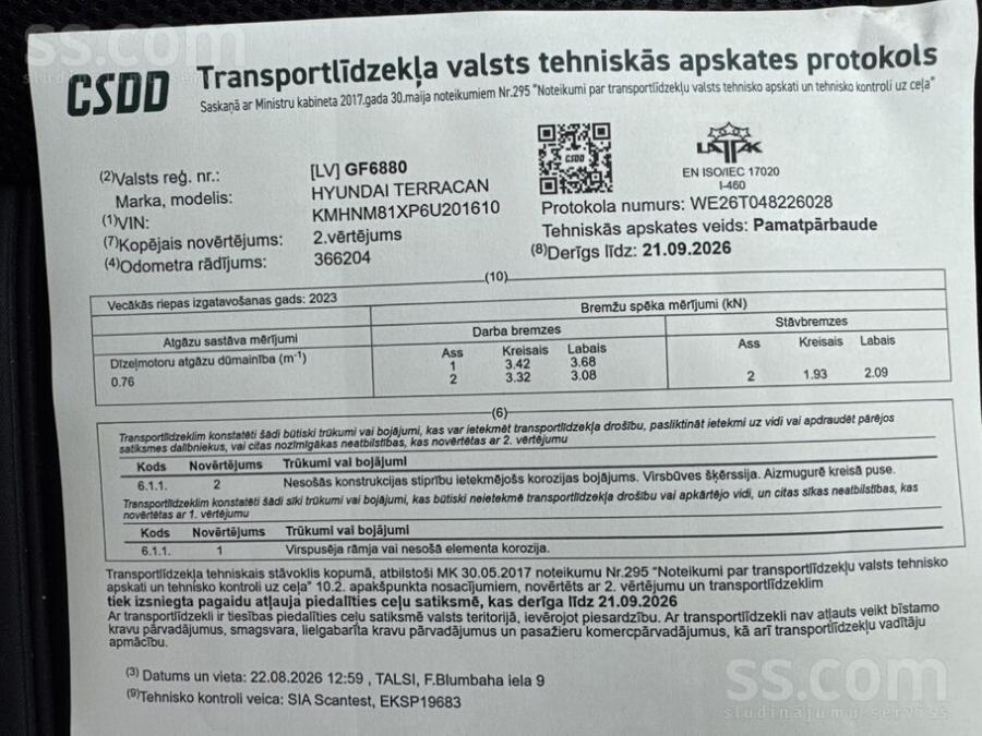 Zaļš Hyundai Terracan 2006 Talsi, ar dzinēja tilpumu 2.90 L un nobraukumu 366 tūkst. km par 2000 €, foto 13 vietnē AUTOMOTO.COM.LV