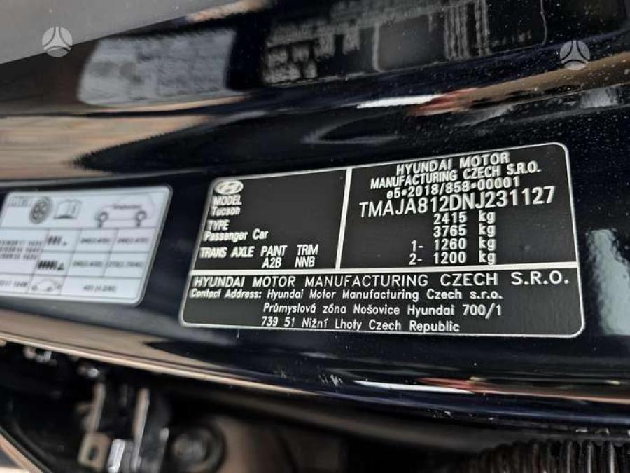 Black Hyundai Tucson 2024 in Siauliai, with an engine capacity of 1.60 L and mileage of 83 thousand km for 25700 €, photo 39 on AUTOMOTO.COM.LV