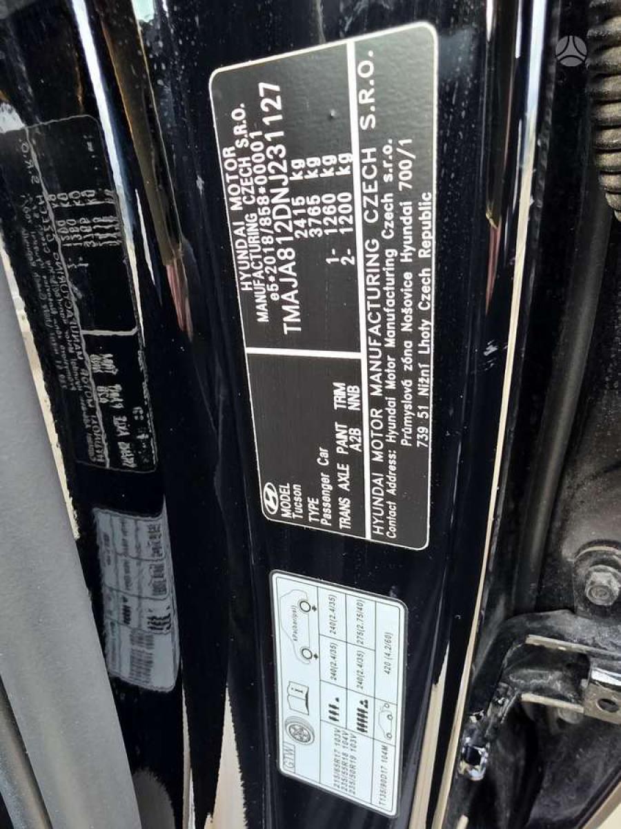 Black Hyundai Tucson 2024 in Siauliai, with an engine capacity of 1.60 L and mileage of 84 thousand km for 25750 €, photo 38 on AUTOMOTO.COM.LV